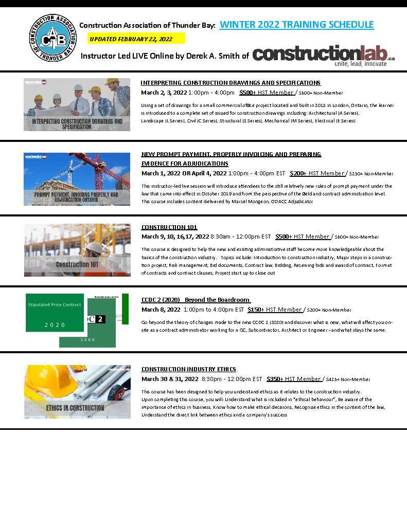 CONSTRUCTION LAB - Construction Association of Thunder Bay